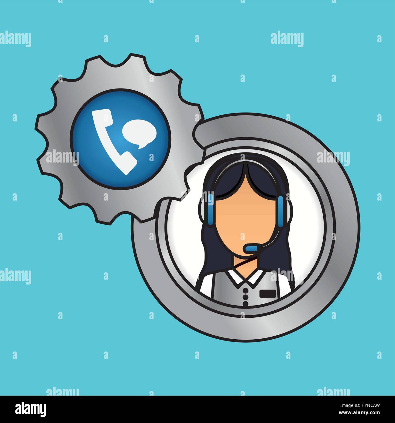 call center concept with technical service icon design, vector ...
