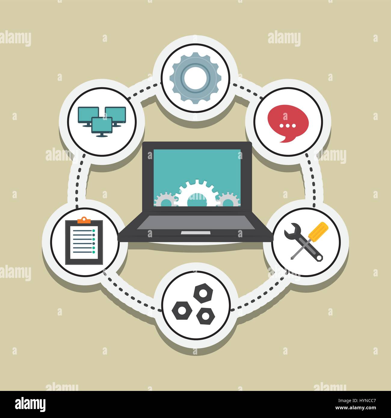 call center concept with technical service icon design, vector ...