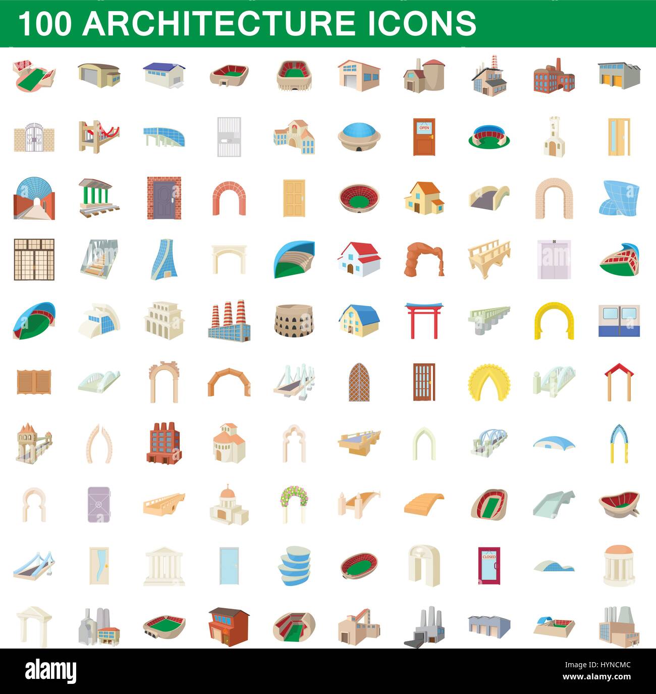 100 architecture icons set, cartoon style Stock Vector Image & Art - Alamy