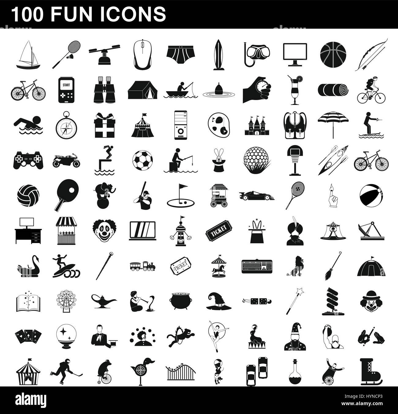 100 fun icons set, simple style Stock Vector Image & Art - Alamy
