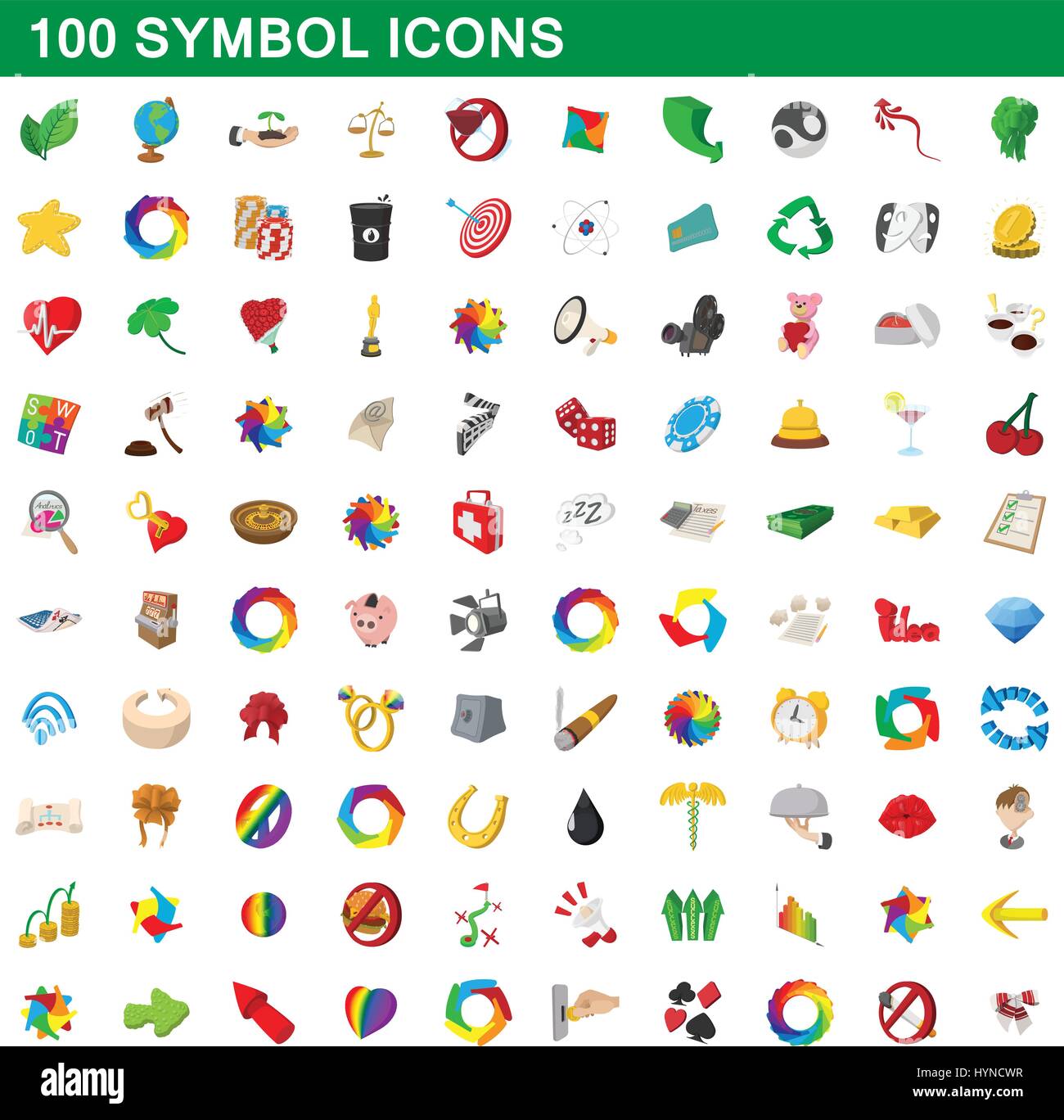 100 symbol icons set, cartoon style Stock Vector Image & Art - Alamy