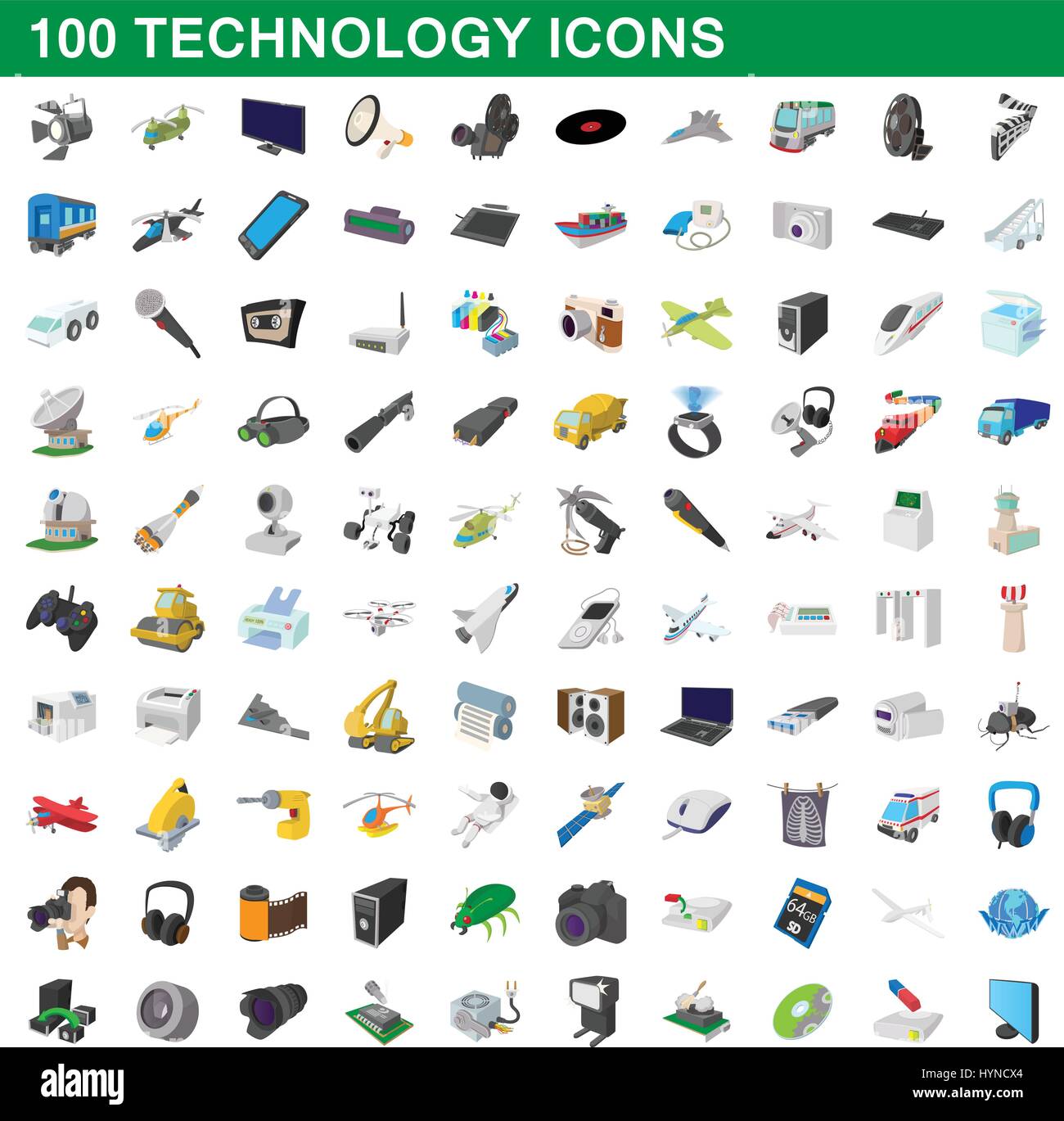 100 technology set, cartoon style Stock Vector Image & Art - Alamy