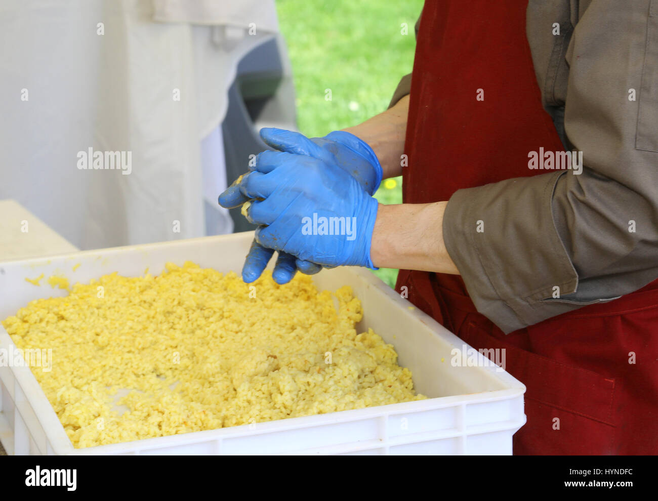 Blue gloves cooking hi-res stock photography and images - Alamy