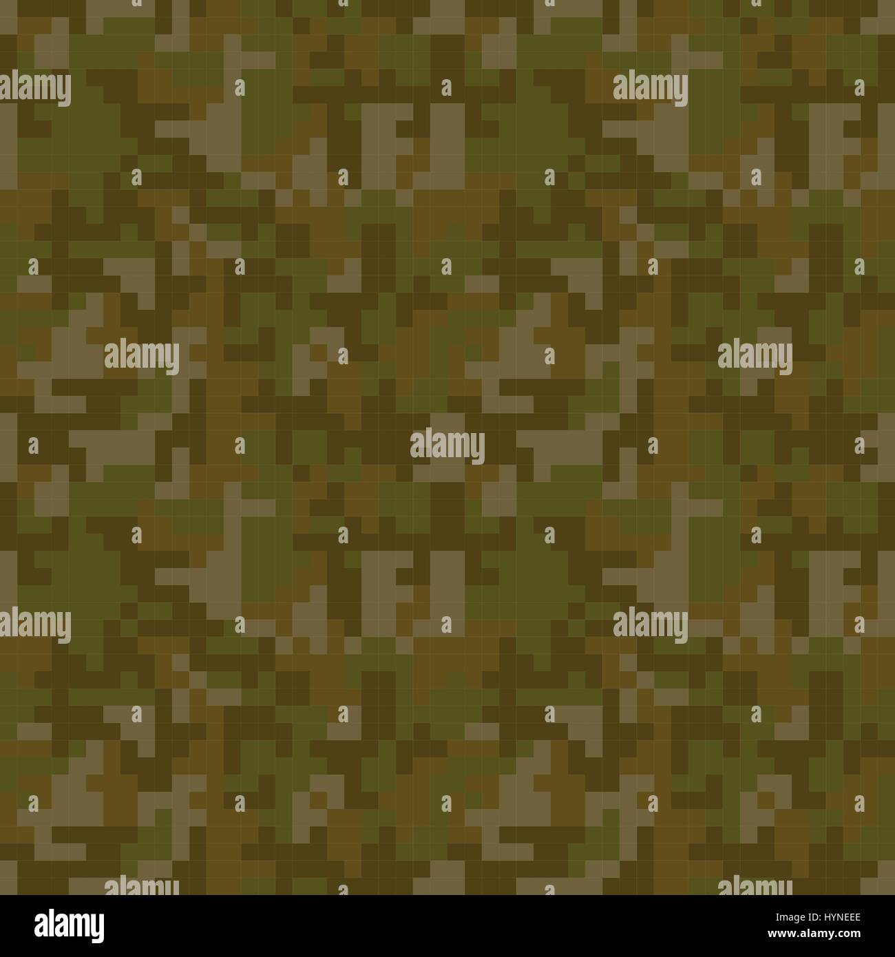 Pixel camo seamless pattern. Brown desert or jungle camouflage Stock ...