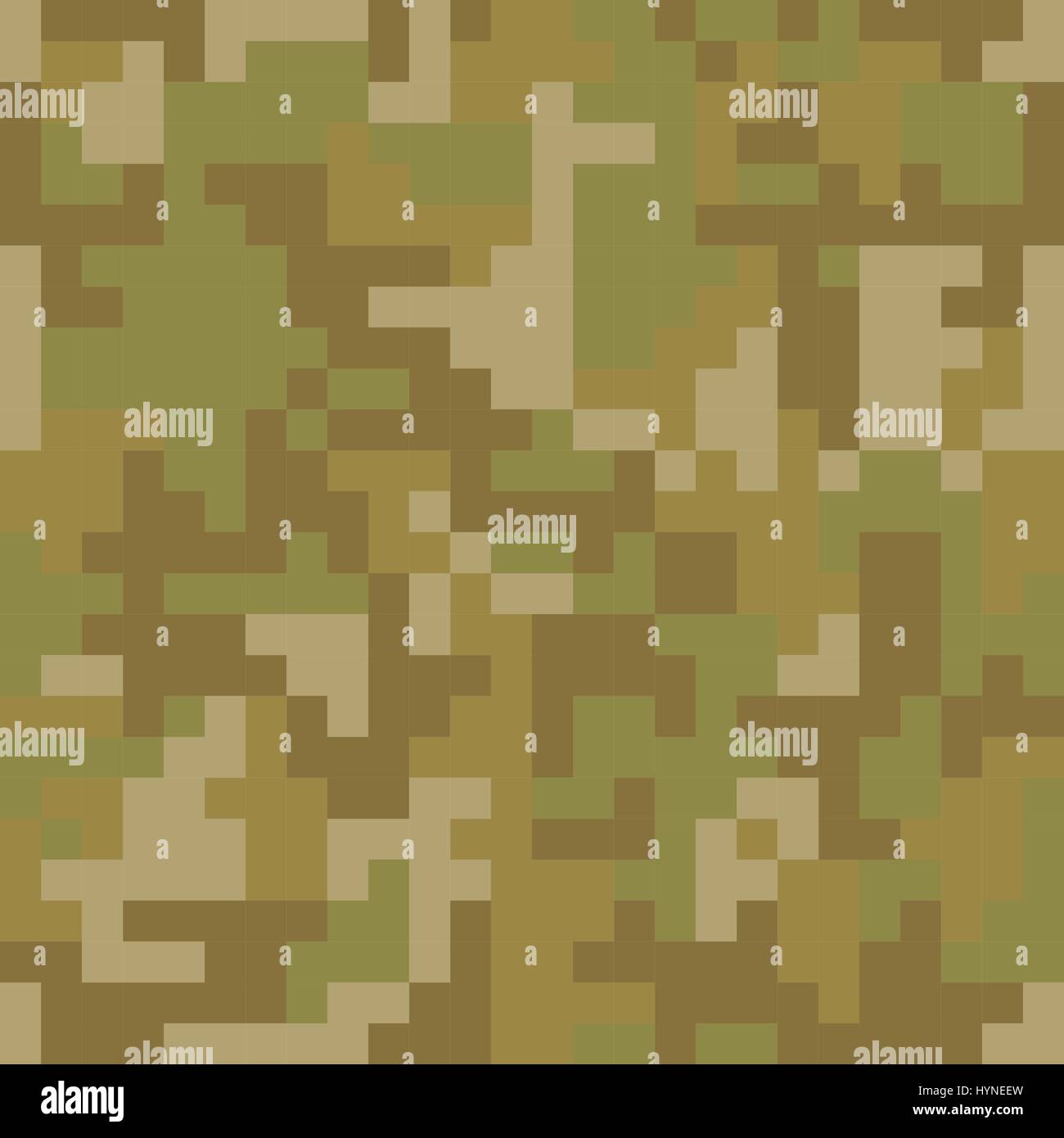 Pixel camo seamless pattern. Brown desert or jungle camouflage Stock ...