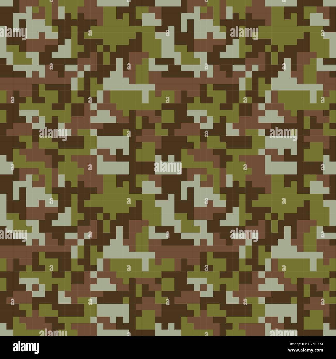 Pixel camo seamless pattern. Brown forest camouflage Stock Vector Image ...