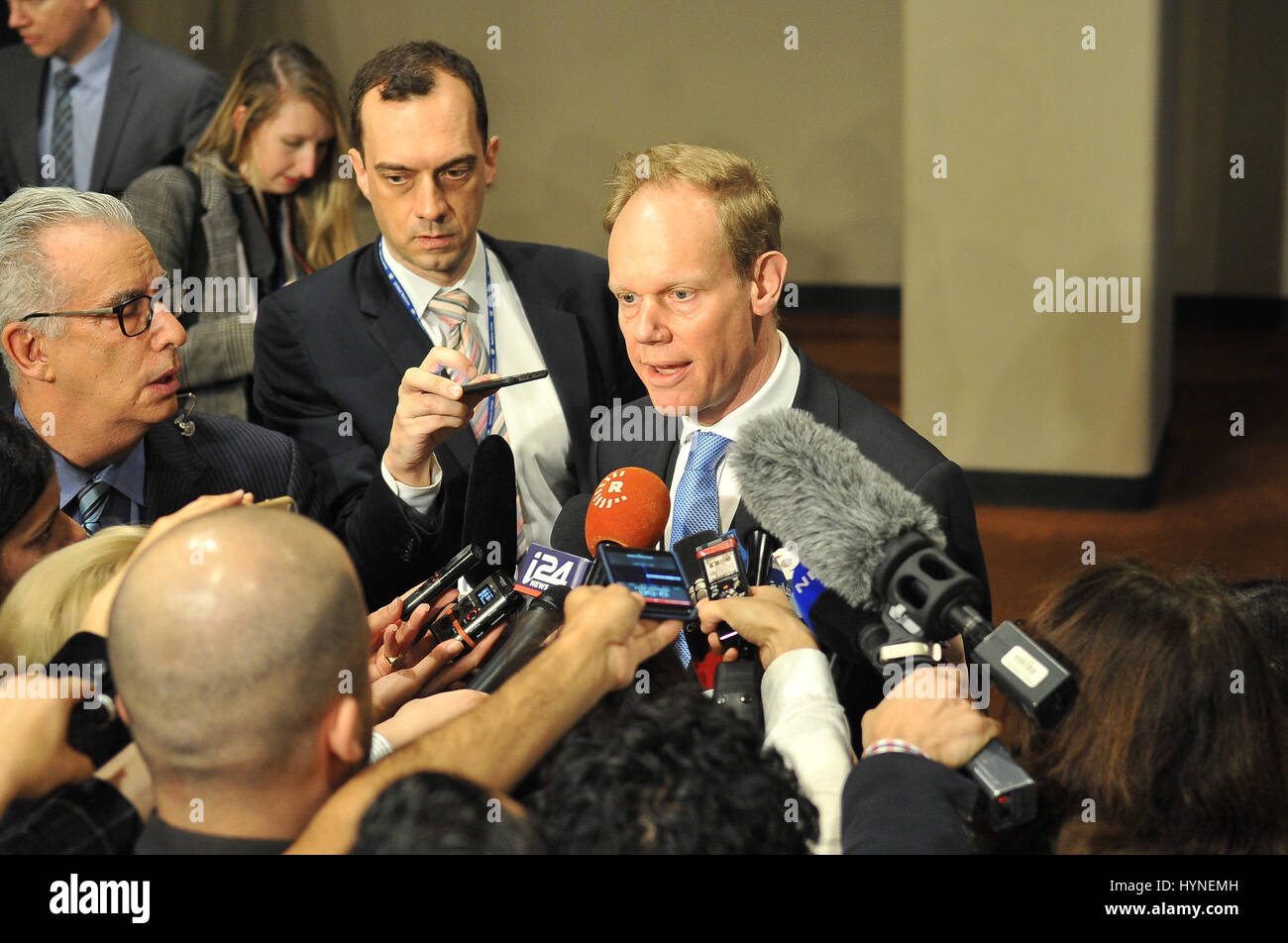 New York, United States. 05th Apr, 2017. Matthew Rycroft, ambassador of ...