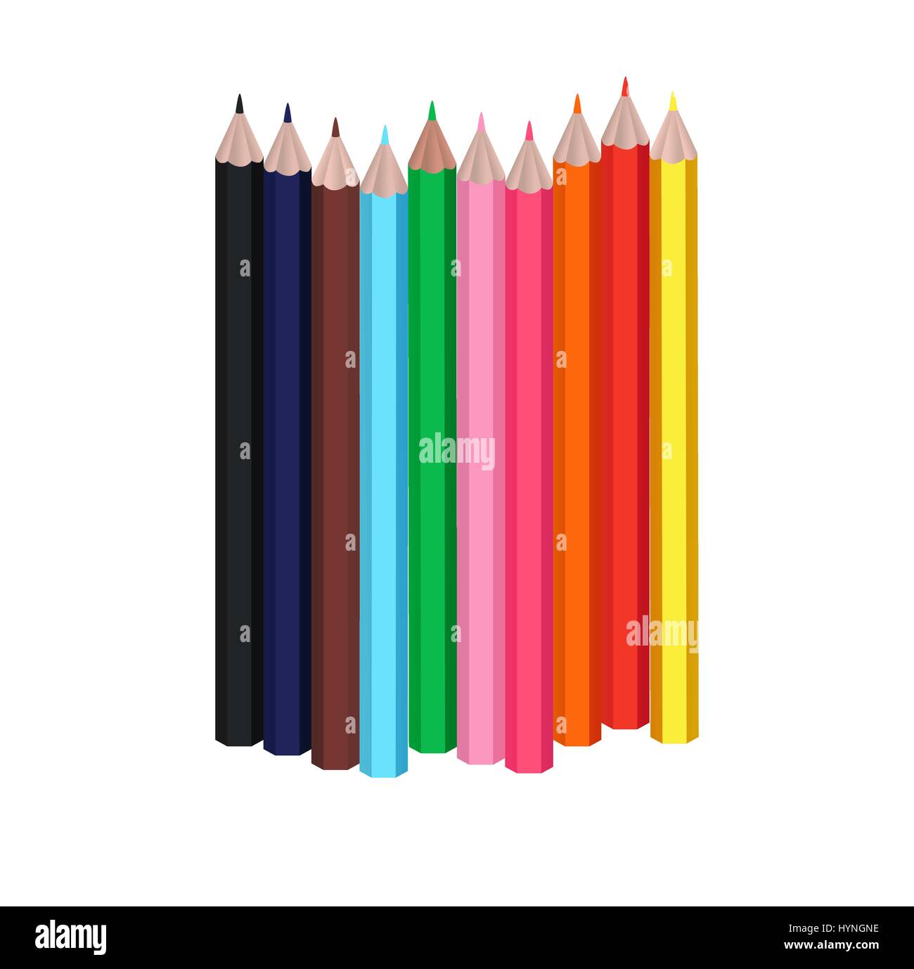 Group of colorful pencils, isolated vector objects Stock Vector Image ...