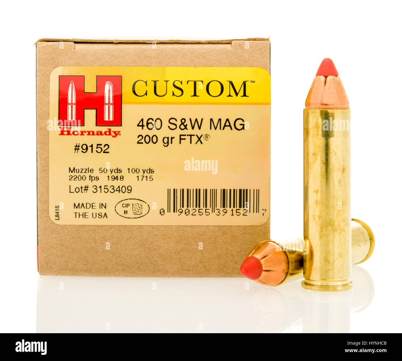 Winneconne, WI - 5 April 2017: A box of Hornady custom 460 magnum ...