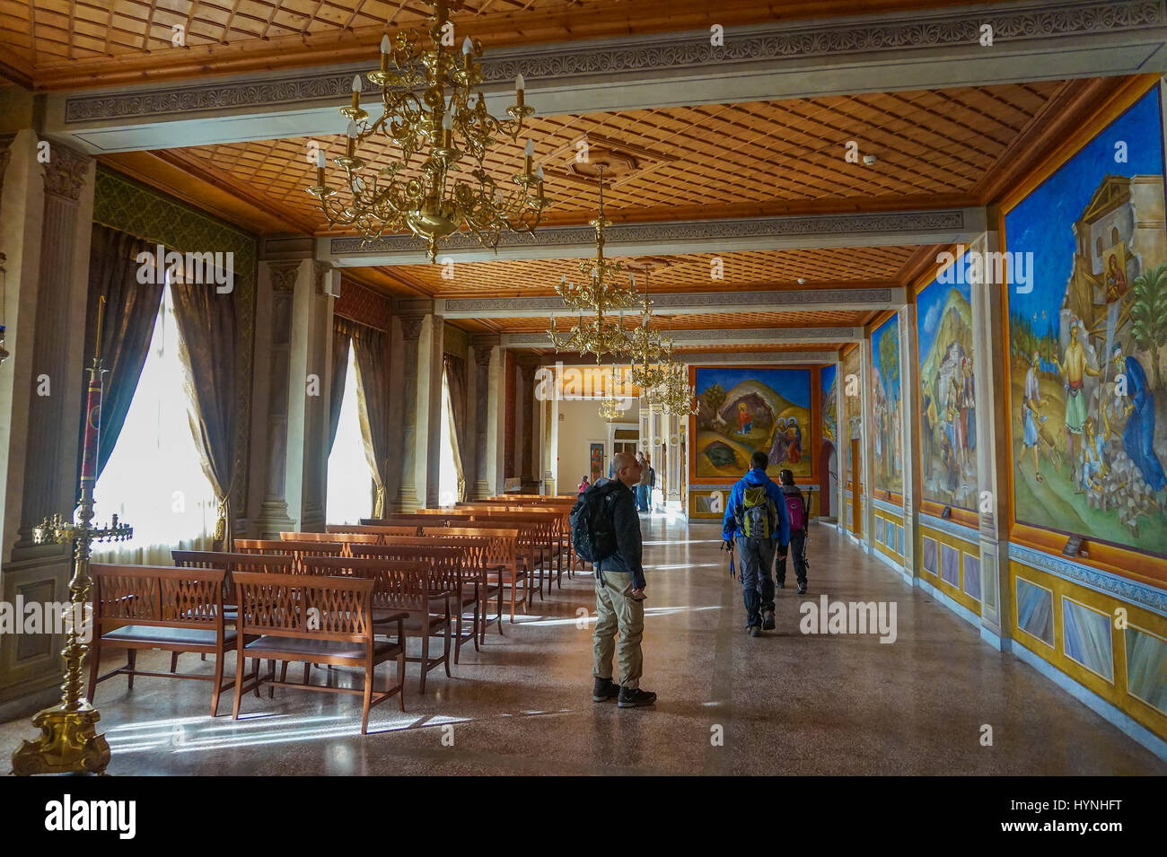 Interior of the Holy Monastery of Mega Spileo located near Kalavryta ...