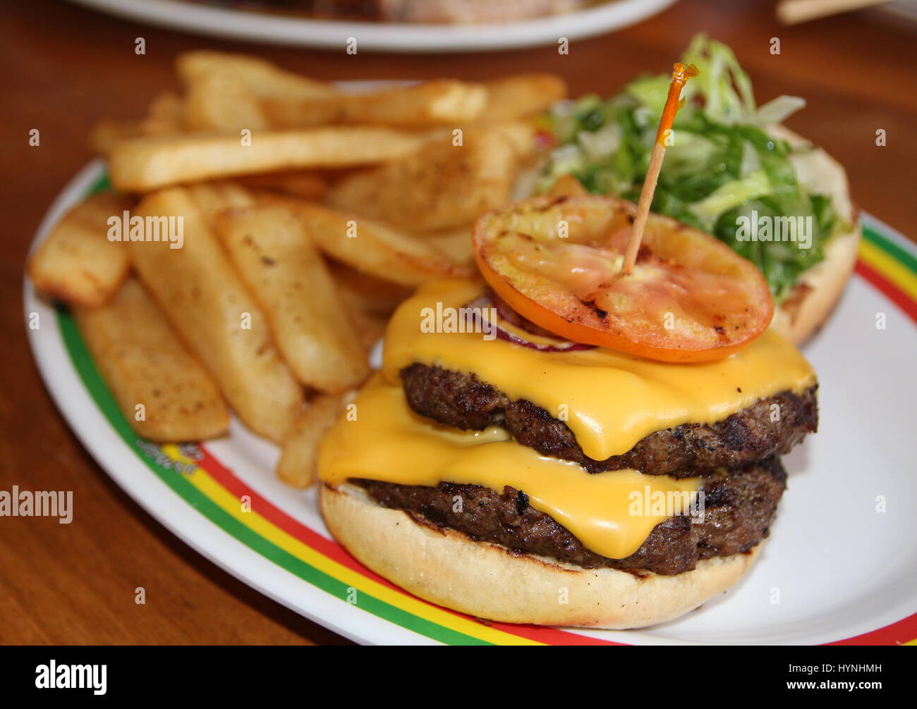 Double cheeseburger meal A complete meal of double cheeseburger served ...