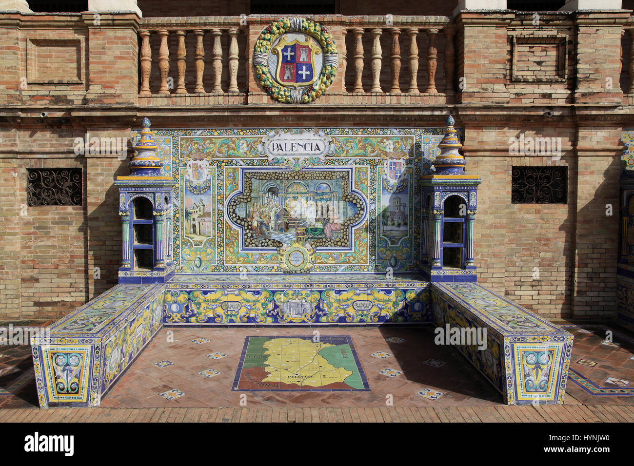 Ceramic Azulejos tiled provincial Bench or Alcove of Palencia on the ...