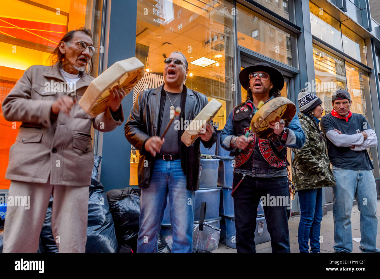 New York, USA. 05th Apr, 2017. Indigenous people and allies organized ...