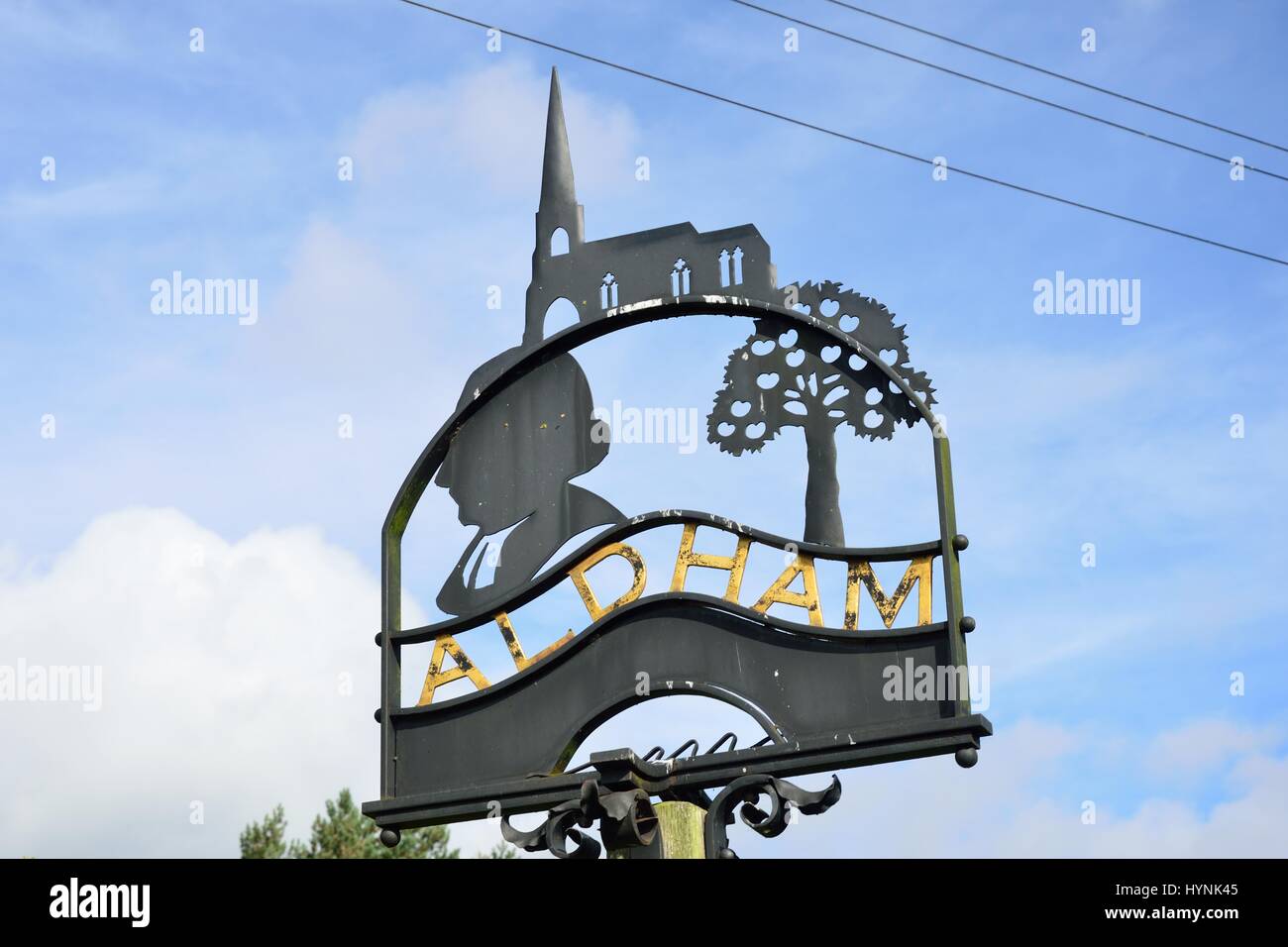 ALDHAM ESSEX UK 31 Aug 2014: Village Sign Stock Photo - Alamy