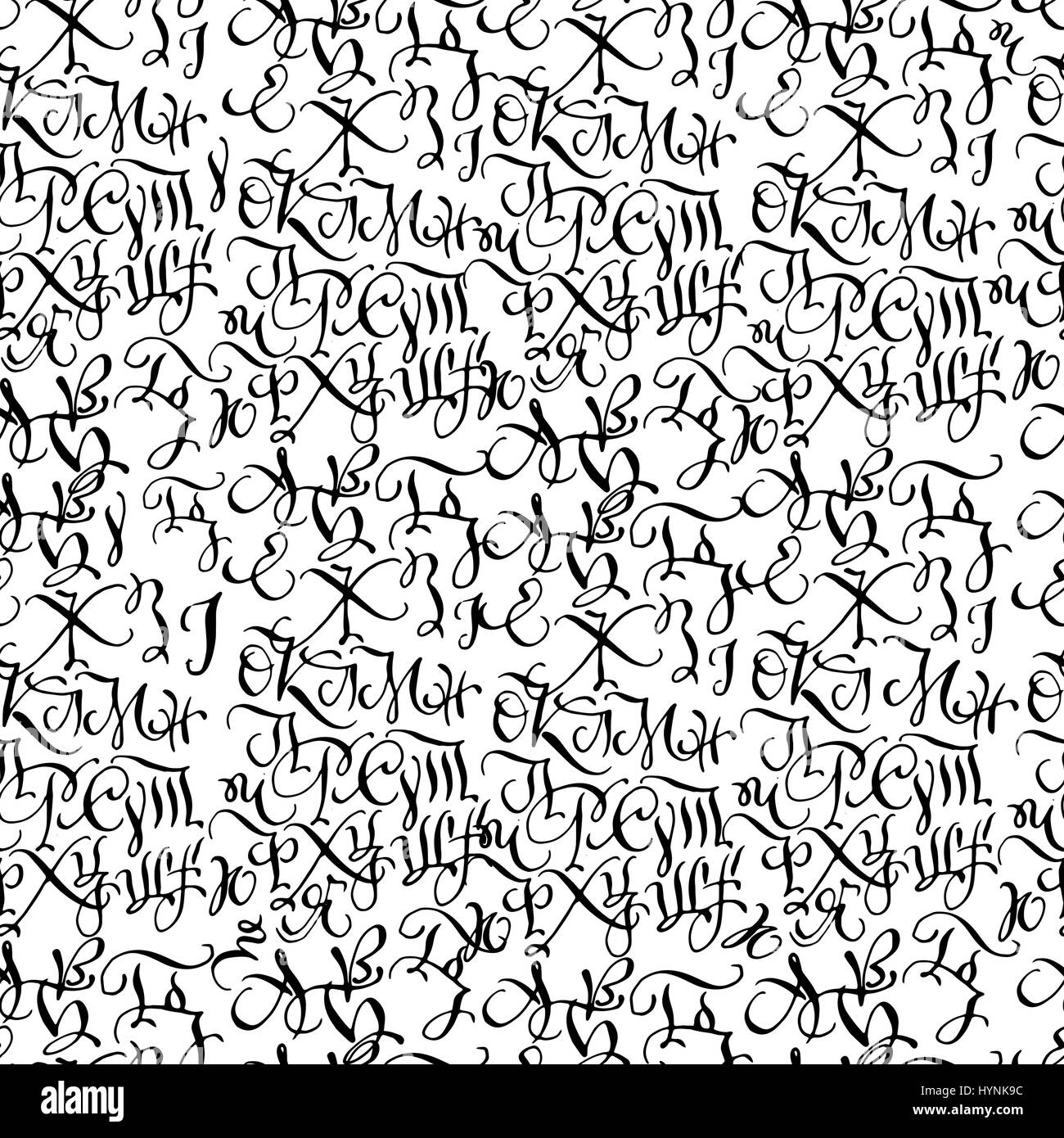 Black hand drawn high quality calligraphy pattern with letters Stock ...