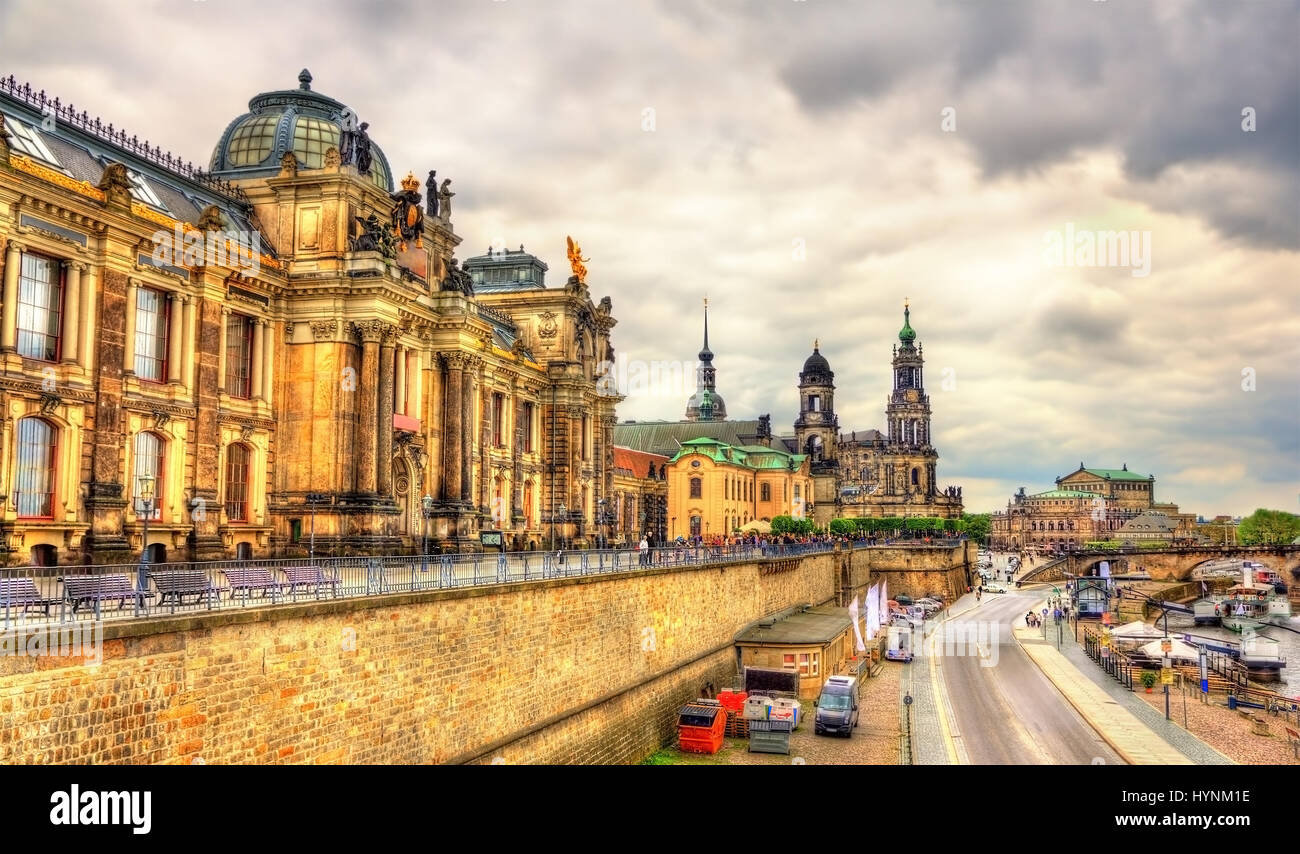 Bruhl Terrace, a historic architectural ensemble in Dresden, Germany ...