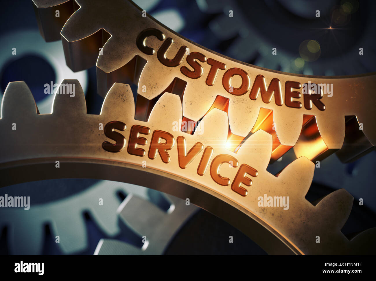 Customer Service Concept. Golden Gears. 3D Illustration Stock Photo - Alamy