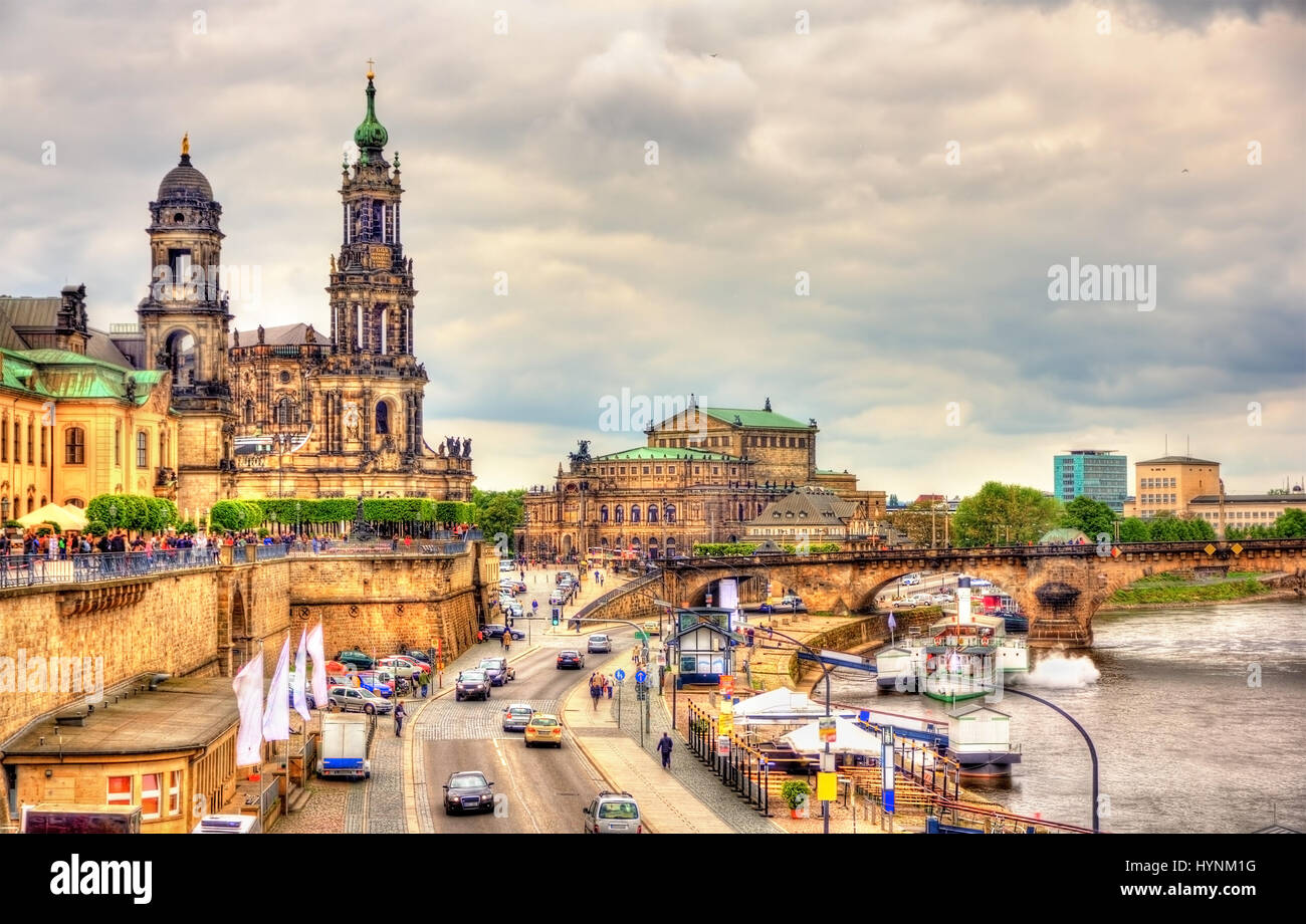 Bruhl Terrace, a historic architectural ensemble in Dresden, Germany ...