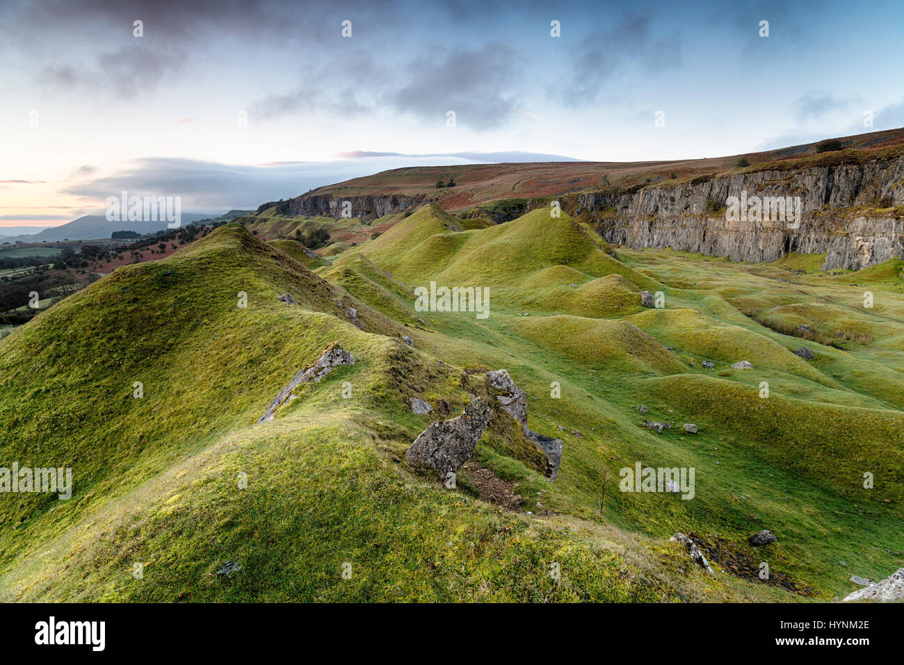 Rugged landscape of the Llangattock Escarpment in the Brecon Beacons ...