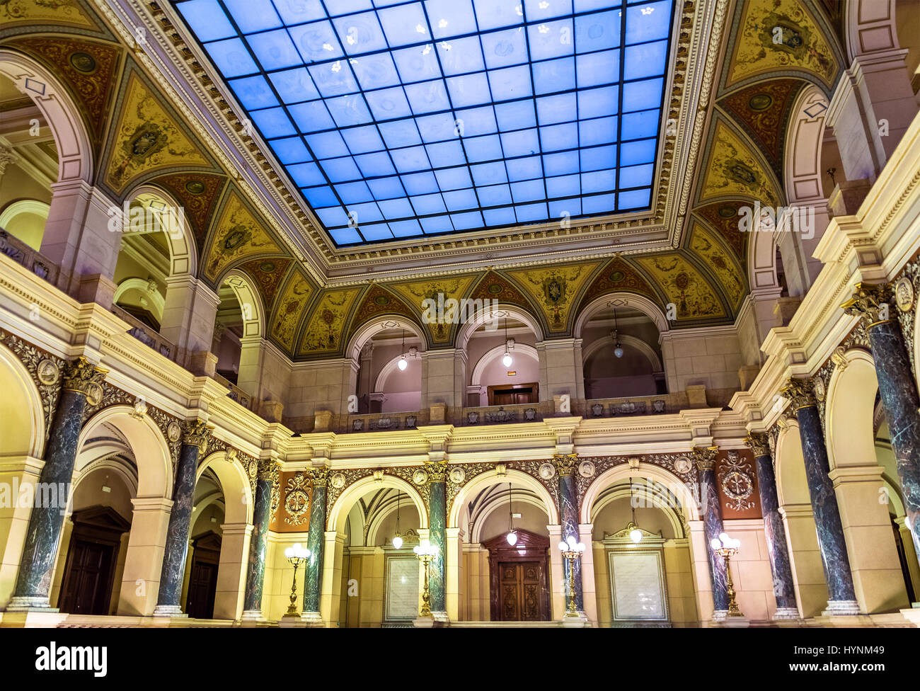 Main hall of the Czech National Museum in Prague. Built in 1891 Stock ...