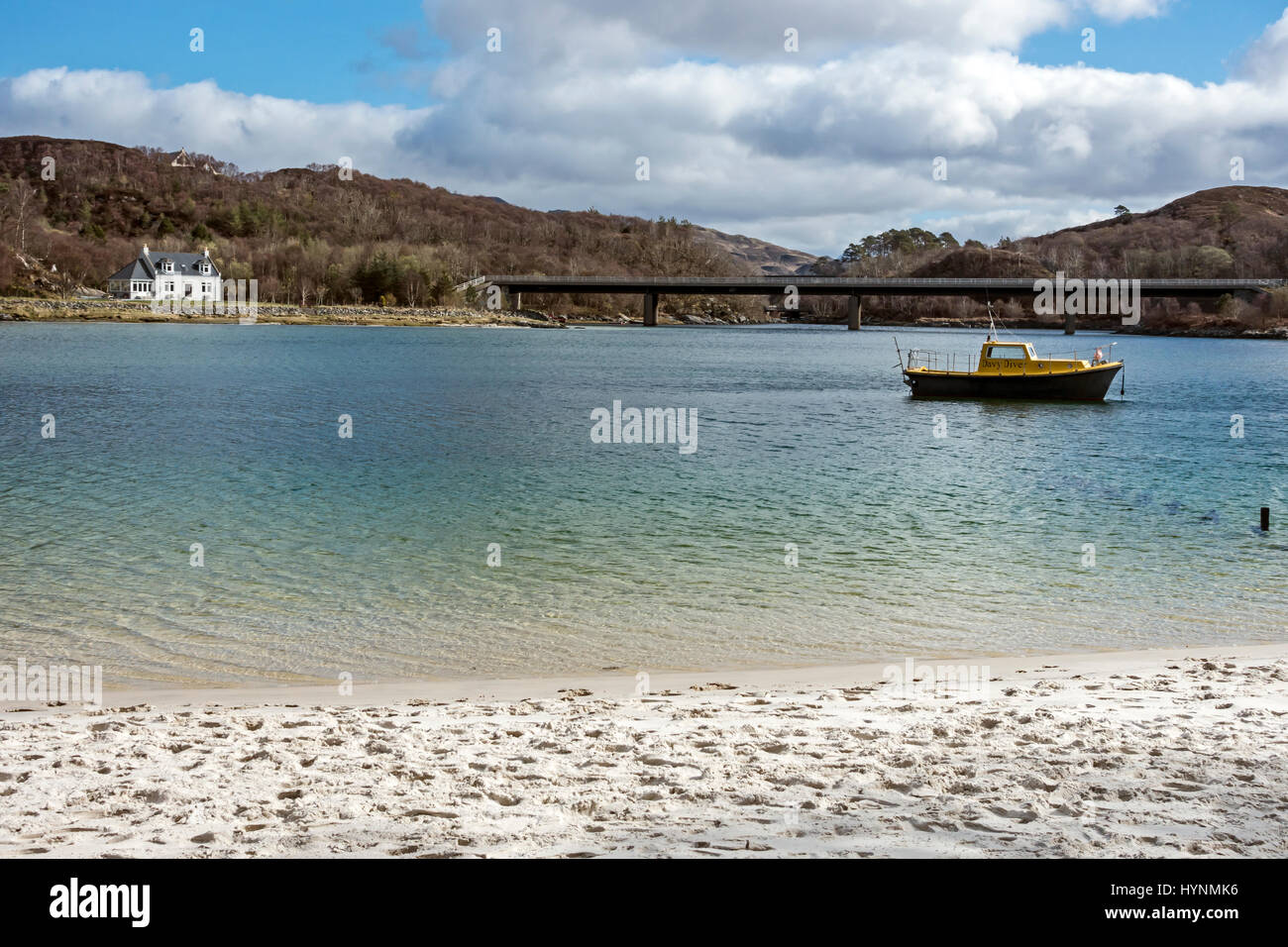 The famous white sands of Morar in West Highlands Scotland with A830 ...