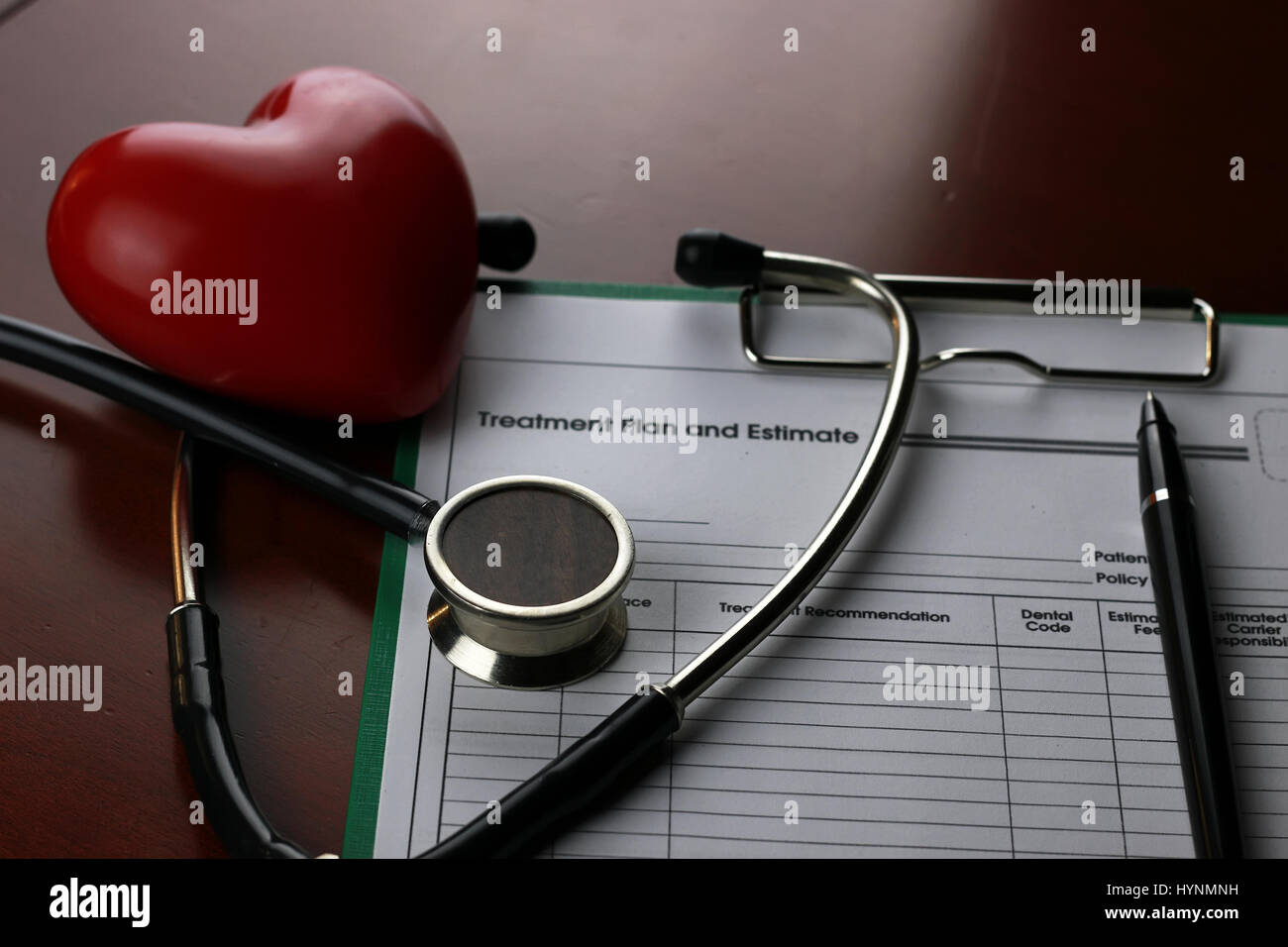 stethoscope medical documents pen Stock Photo - Alamy