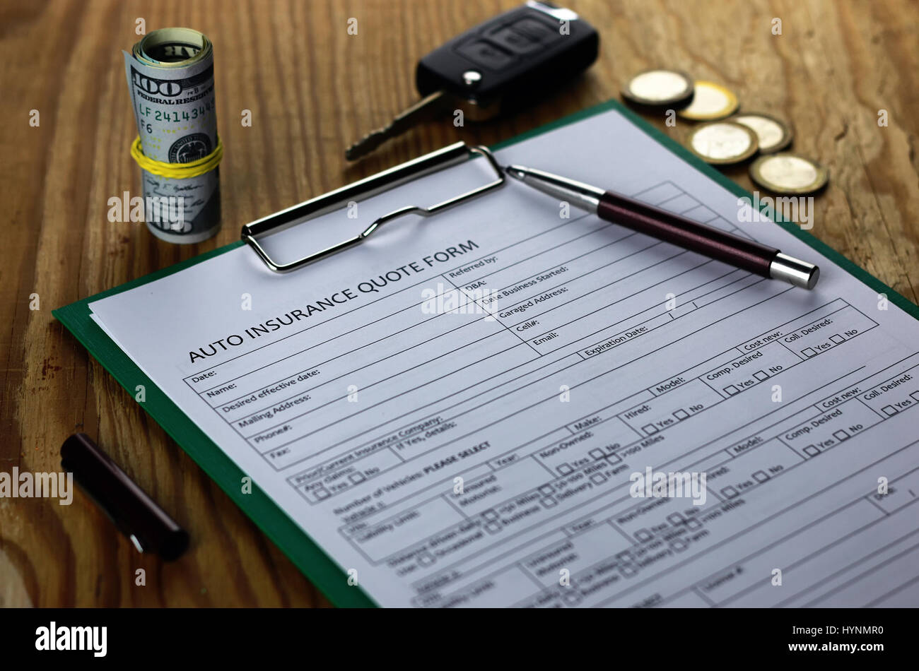 auto insurance contract money Stock Photo - Alamy