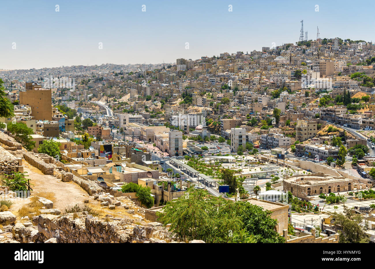 Cityscape of Amman downtown from the Citadel - Jordan Stock Photo - Alamy