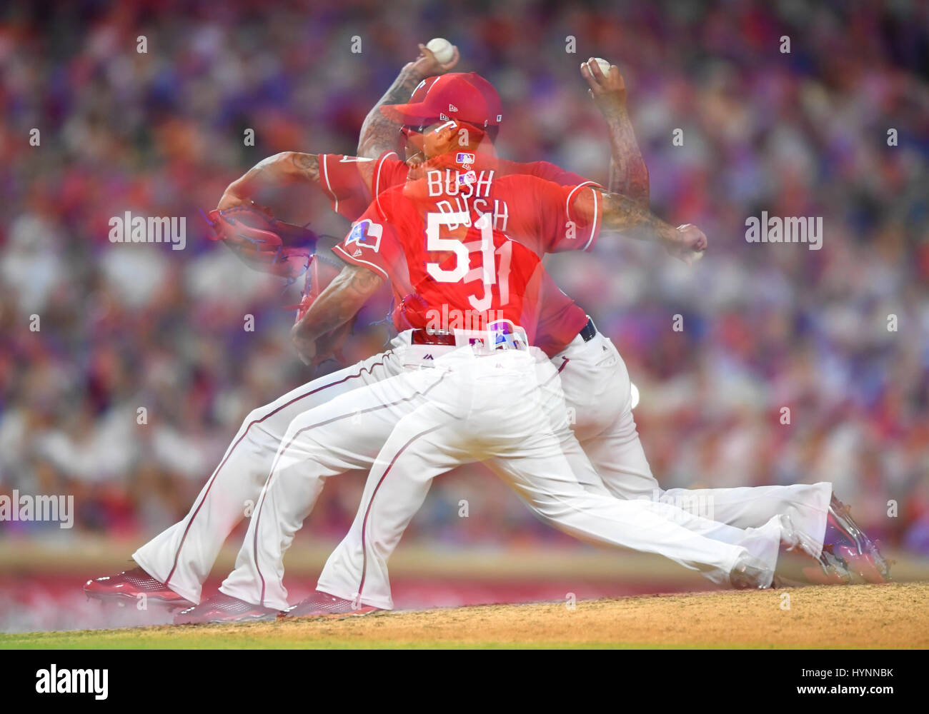 APR 03, 2017: Texas Rangers relief pitcher Matt Bush #51 during an MLB ...