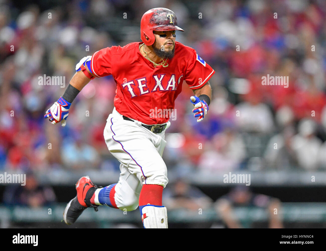 APR 03, 2017: Texas Rangers second baseman Rougned Odor #12 runs out a ...