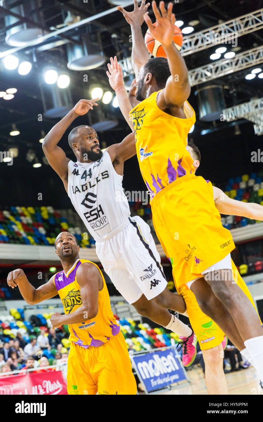 Copperbox Arena, London, 5th April 2017. Newcastle Eagles' Rahmon ...