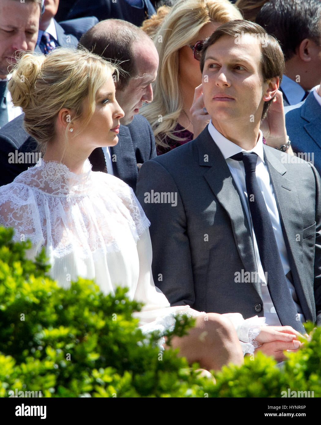 Washington, USA. 5th Apr, 2017. Ivanka Trump and Jared Kushner await ...