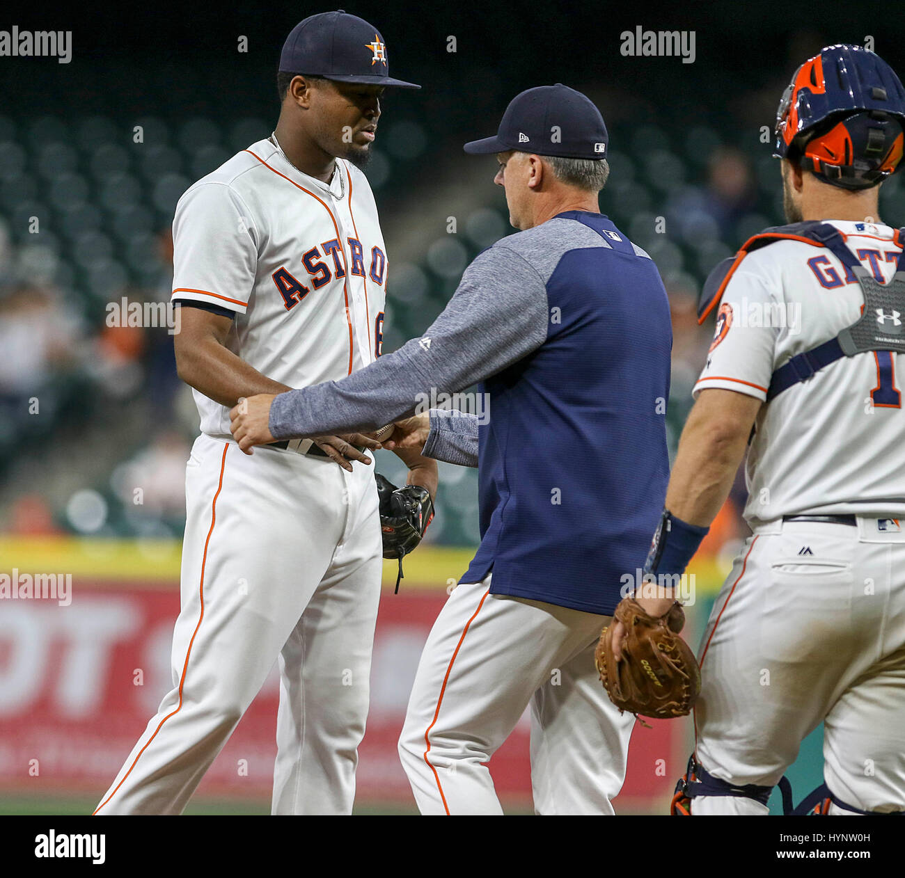 Houston, Texas, USA. 5th Apr, 2017. Houston Astros manager A.J. Hinch ...