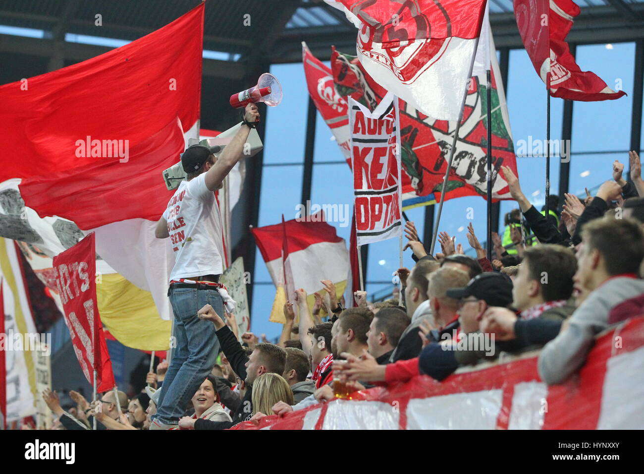 Mainz, Germany. 05th Apr, 2017. Mainz fans in the stands during the ...