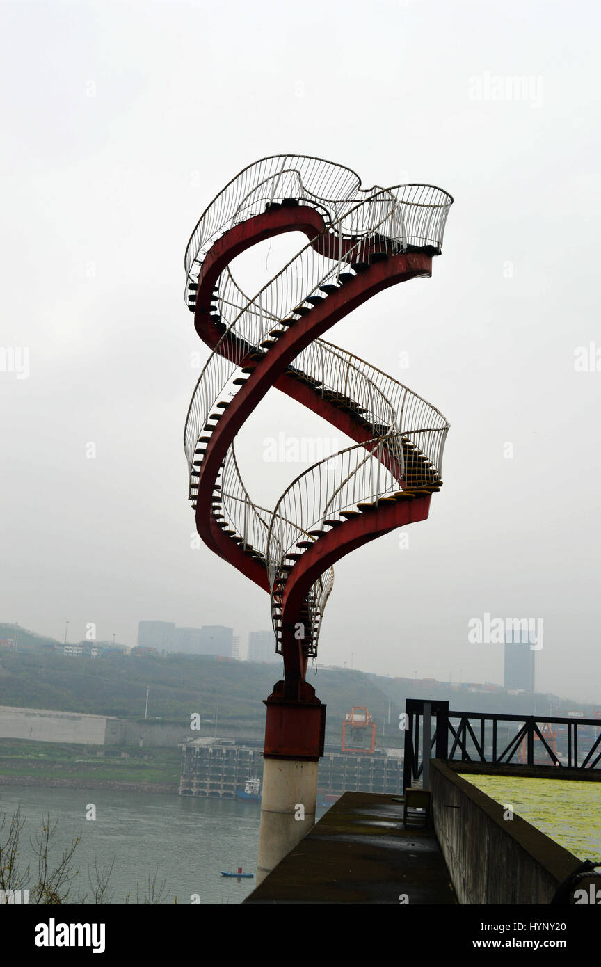 Chongqin, China. 6th Apr, 2017. The 18-meter-tall spiral staircase ...