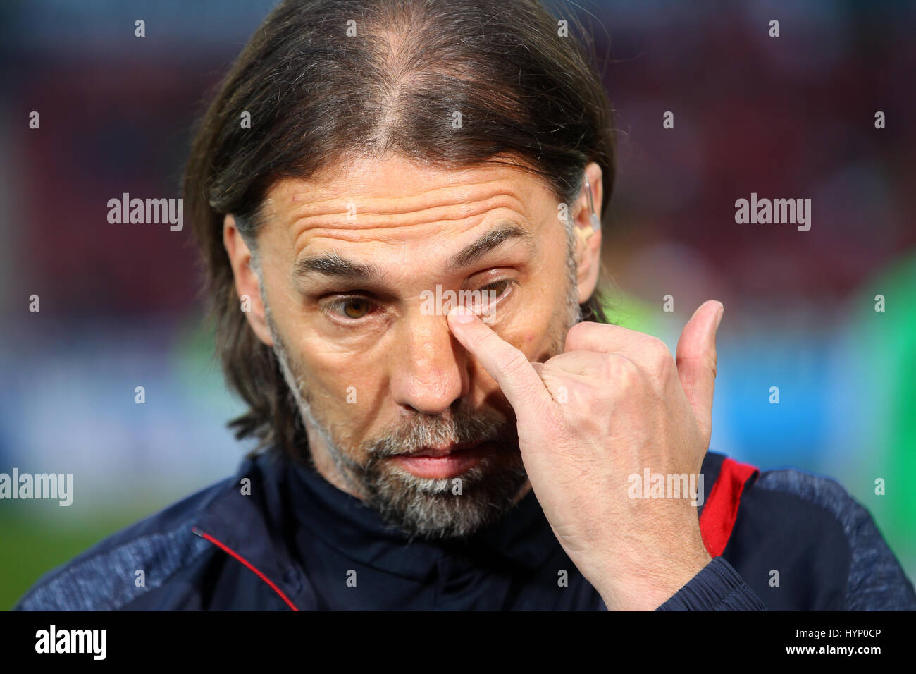 Mainz, Germany. 05th Apr, 2017. Mainz' coach Martin Schmidt seen at the ...