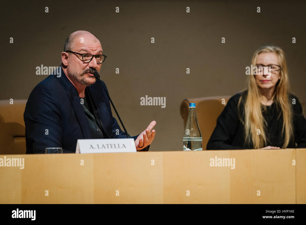 Rome, Italy. 06th Apr, 2017. Antonio Latella talks during the ...