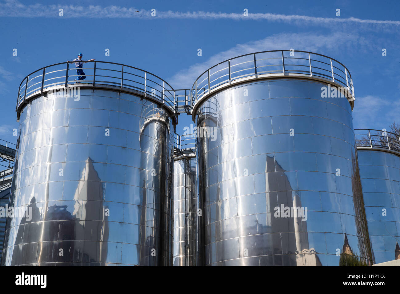 Large tanks at the German biodiesel producer EcoMotion's plant in ...