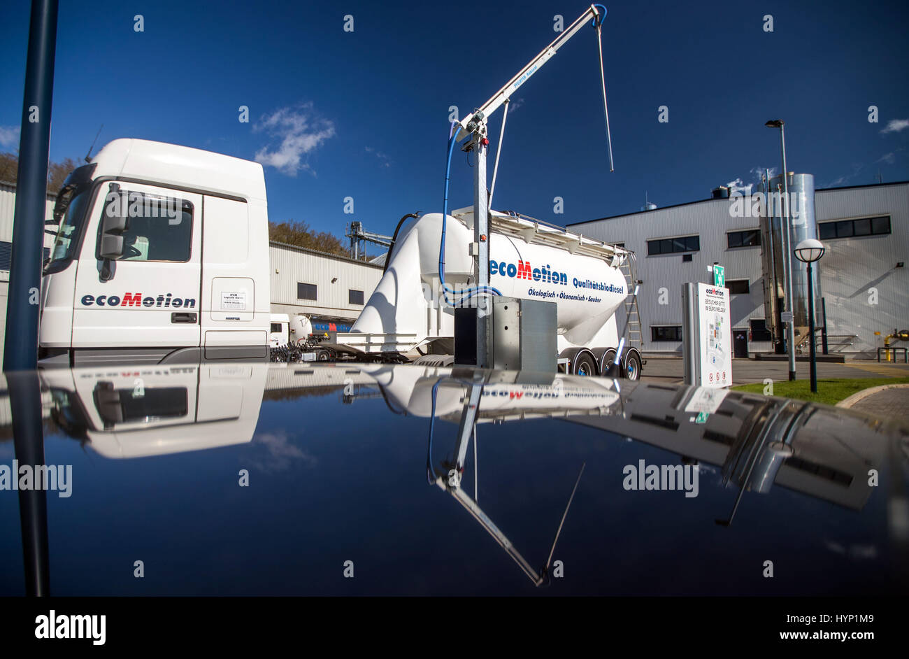 A fuel truck at the German biodiesel producer EcoMotion's plant in ...