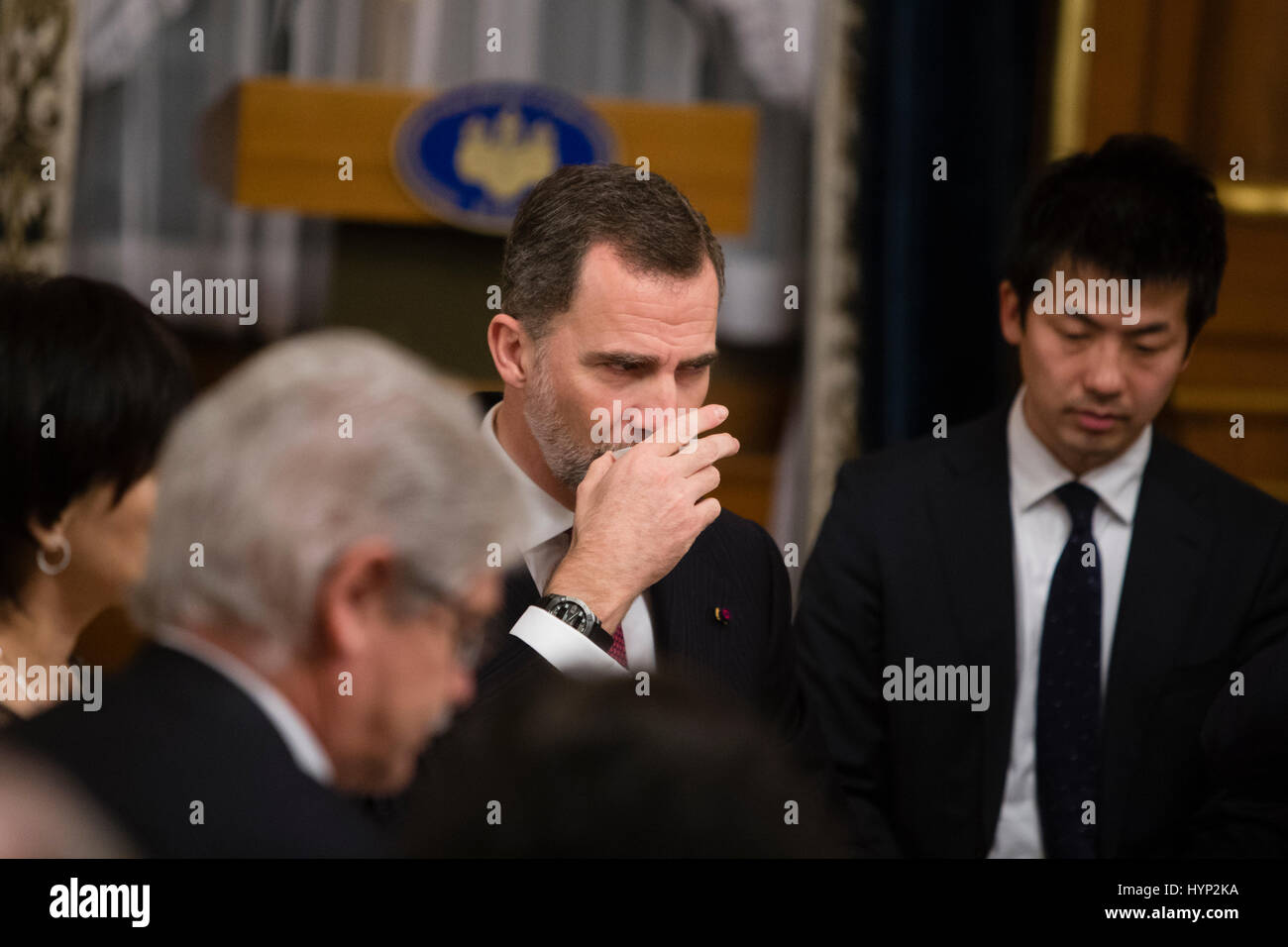 Tokyo, Japan. 6th April, 2017. Spanish King Felipe VI during Gala ...