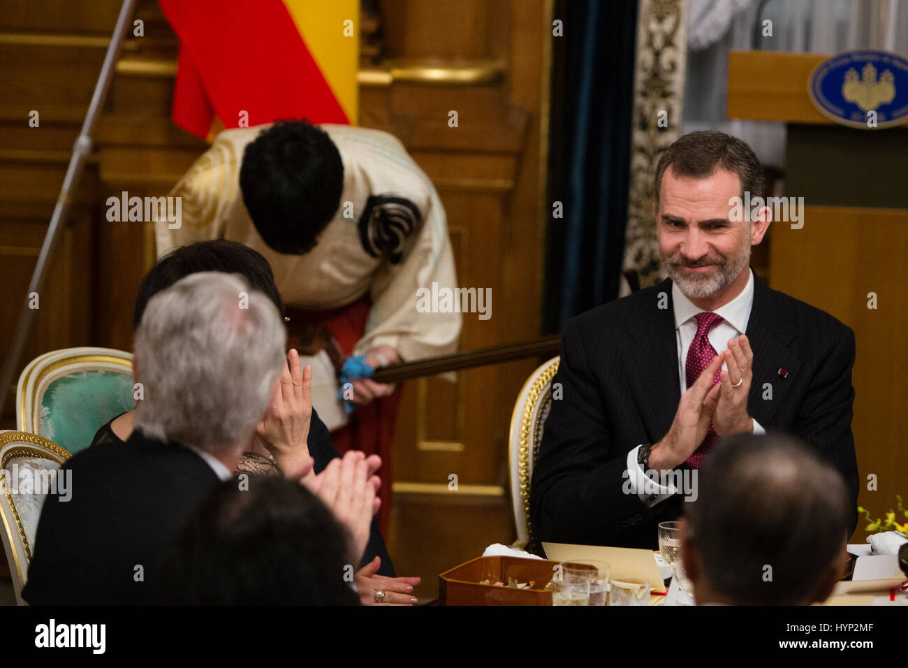 Tokyo, Japan. 6th April, 2017. Spanish King Felipe VI during Gala ...