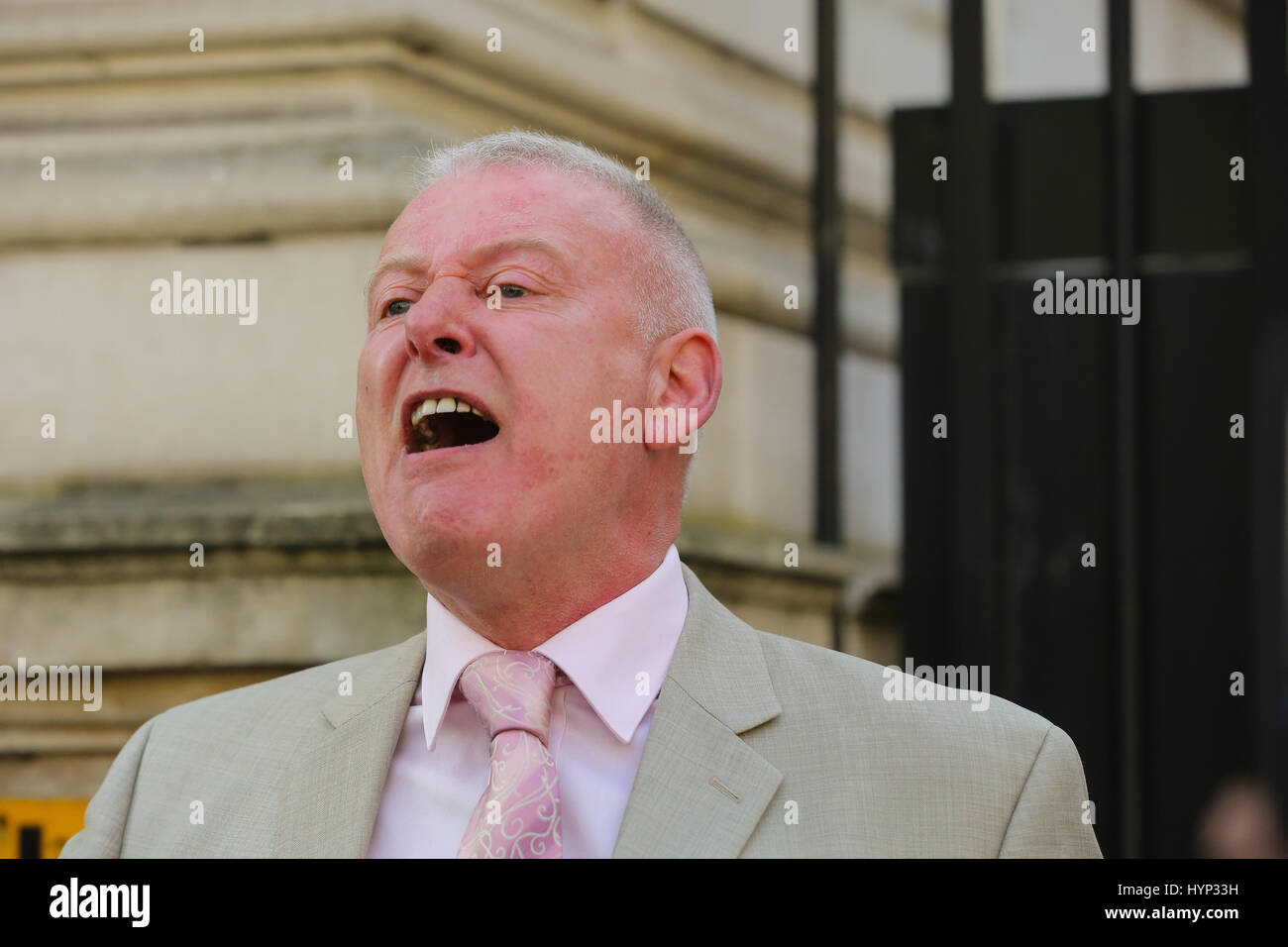 Whitehall. London. UK 6 Apr 2017. Trevor Merrells of the United Cabbies ...