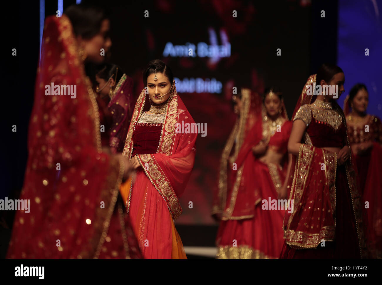 Kathmandu, Nepal. 6th Apr, 2017. Nepalese models catwalk on a ramp ...