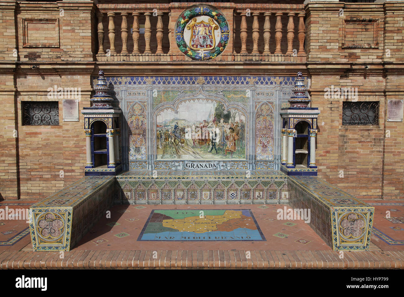 Ceramic Azulejos tiled provincial Bench or Alcove of Granada on the ...
