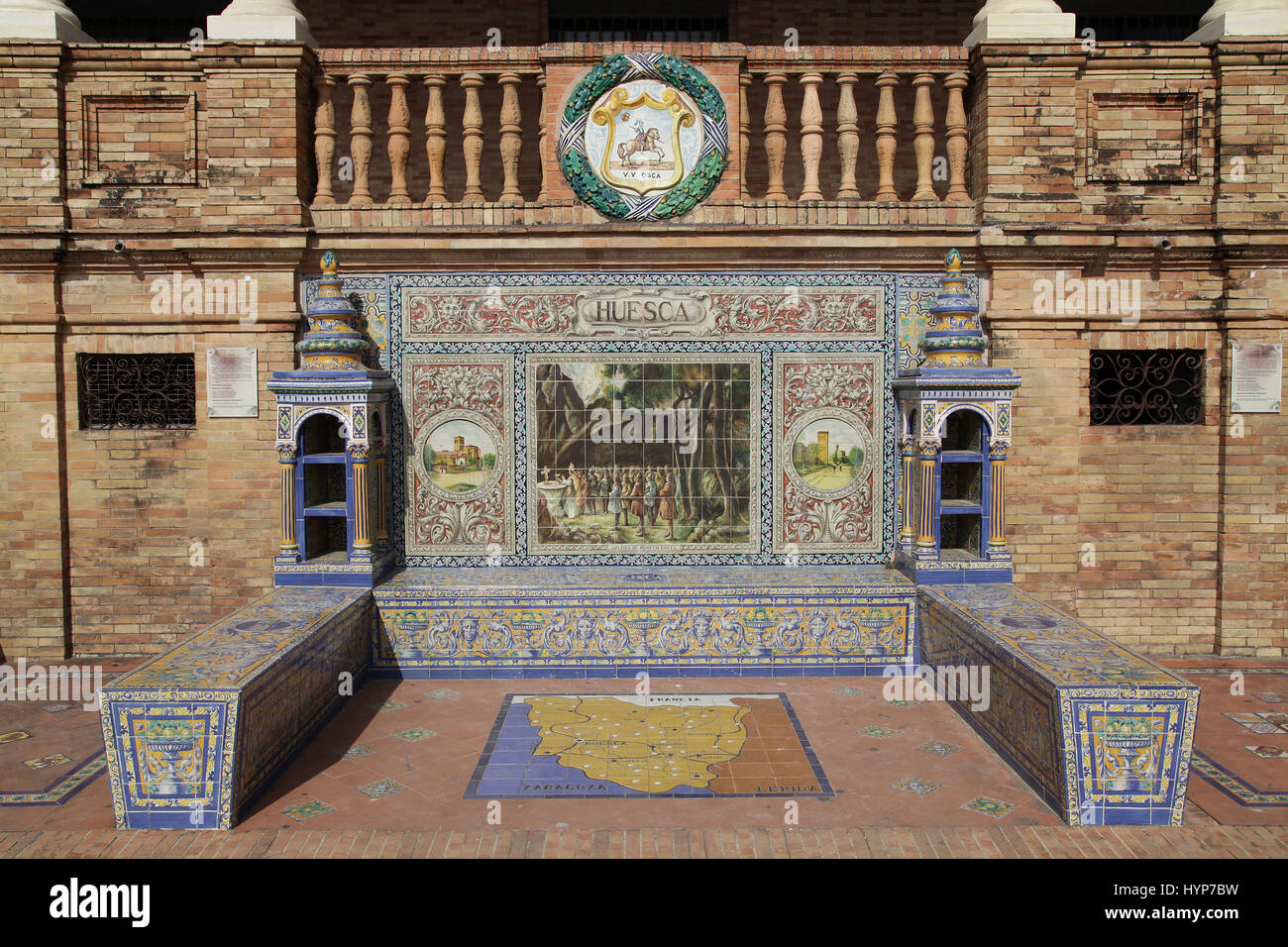 Ceramic Azulejos tiled provincial Bench or Alcove of Huesca on the ...