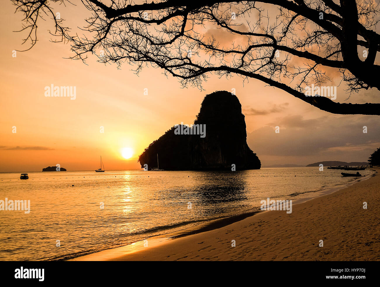sunset and beach in krabi Thailand Stock Photo - Alamy