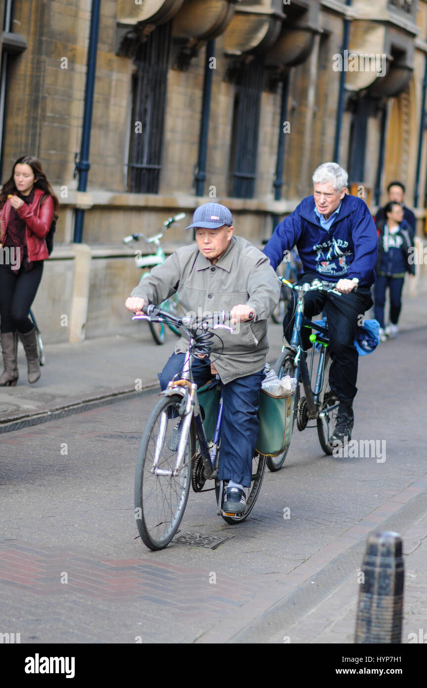 Male man cyclist riding a bike cycle bicycle in Cambridge ...
