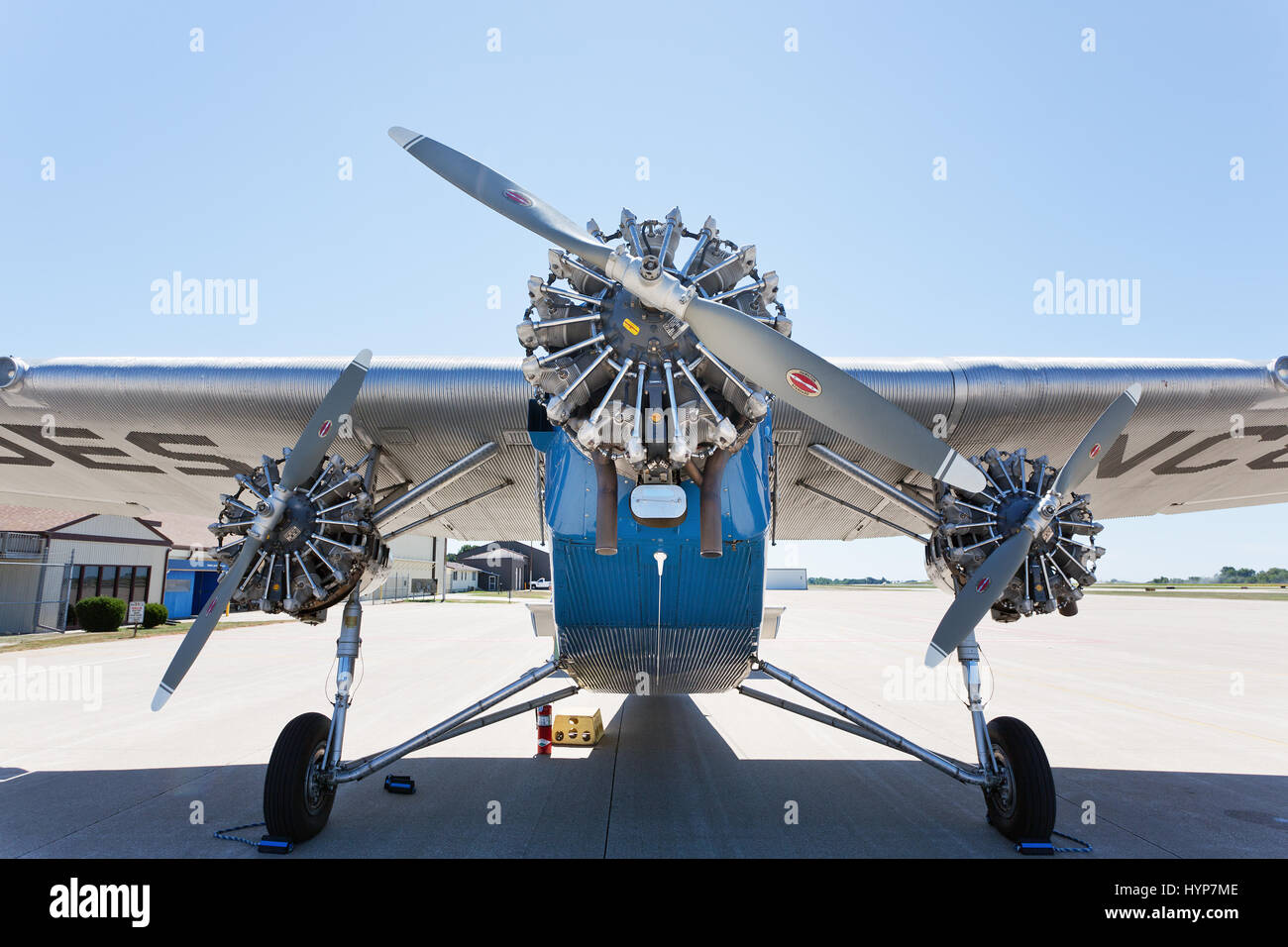 Antique Ford Tri-motor airplane visiting Burlington, Iowa Stock Photo ...