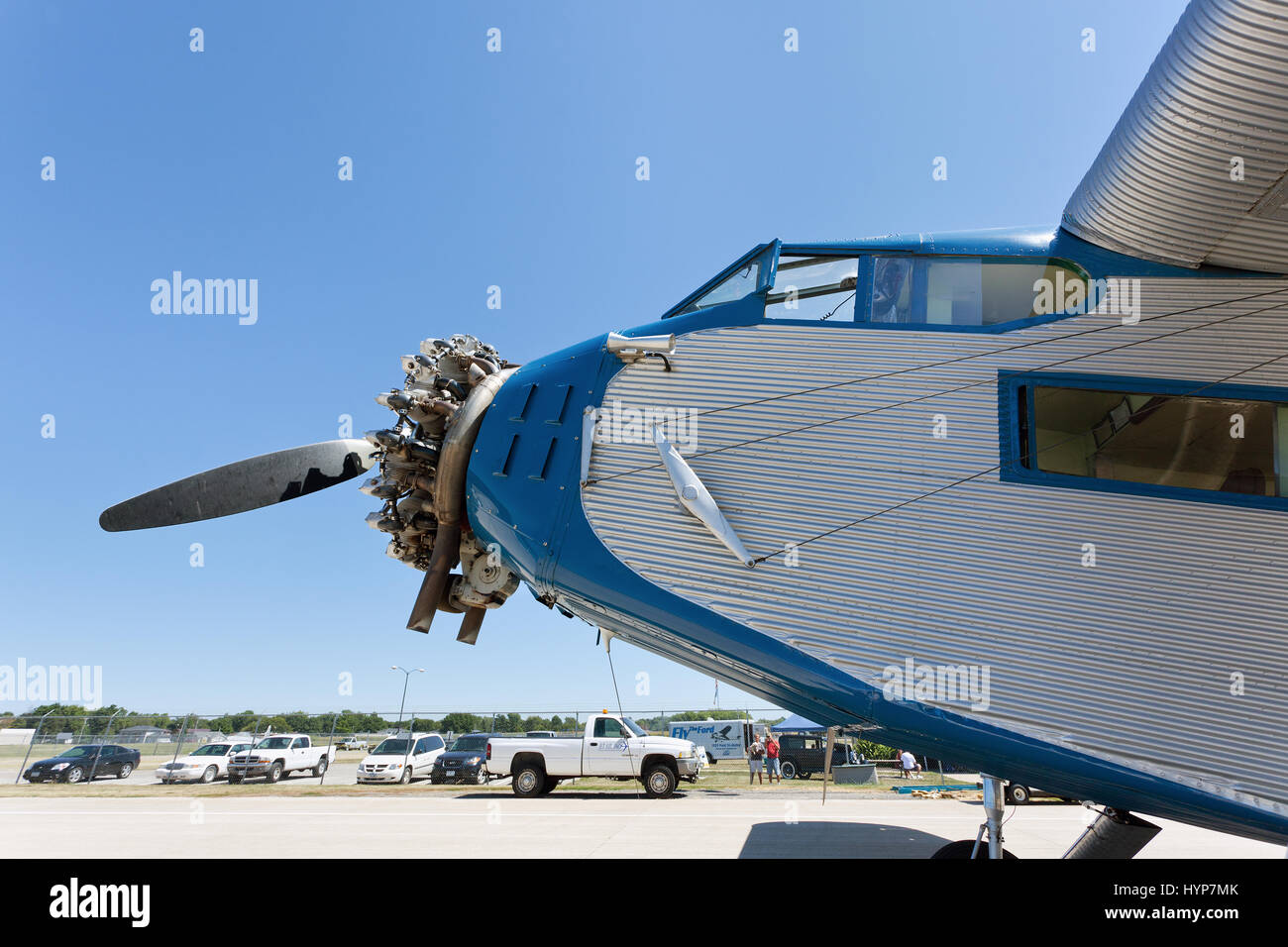 Antique Ford Tri-motor airplane visiting Burlington, Iowa Stock Photo ...
