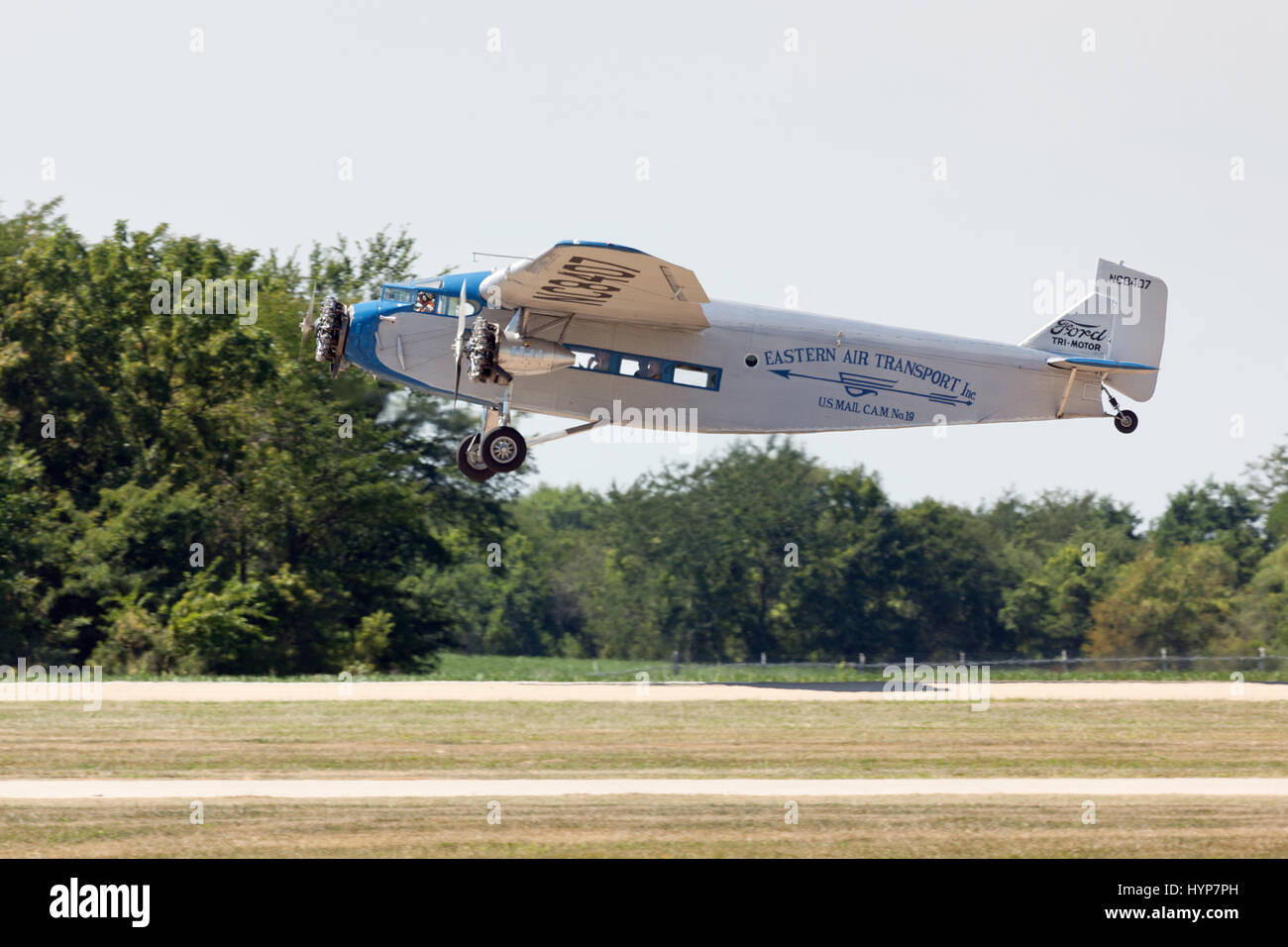 Antique Ford Tri-motor airplane visiting Burlington, Iowa Stock Photo ...